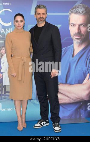 Matilde Gioli (L) and Luca Argentero (R) attend the photocall of DOC ...