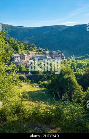 France, Lozere, Altier village on the banks of the Altier river Stock ...