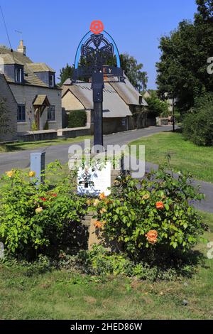 Maxey village green and sign; Peterborough; Cambridgeshire; England; UK ...