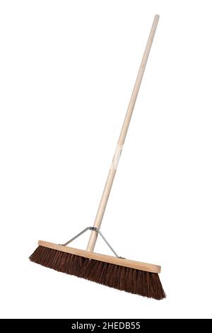 Side view of a yard broom on white background Stock Photo - Alamy