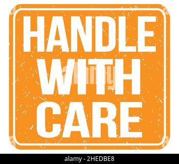 HANDLE WITH CARE text written on green round vintage rubber stamp Stock ...