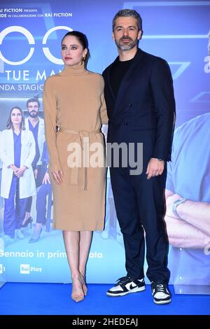Matilde Gioli and Luca Argentero during Photocall of the Rai series ...