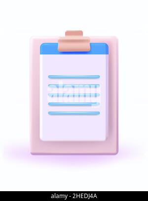 3d Clipboard, checklist symbol. Assignment target icon. Project task ...