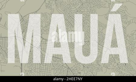 Maua city vector map poster. Brazil municipality square linear street ...