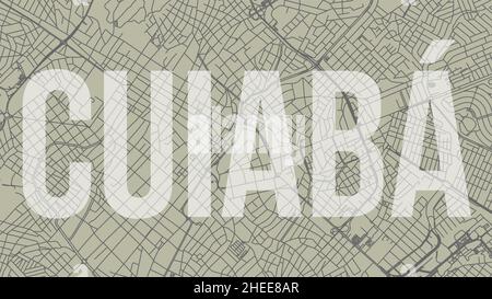 Cuiaba city vector map poster. Brazil municipality square linear street ...