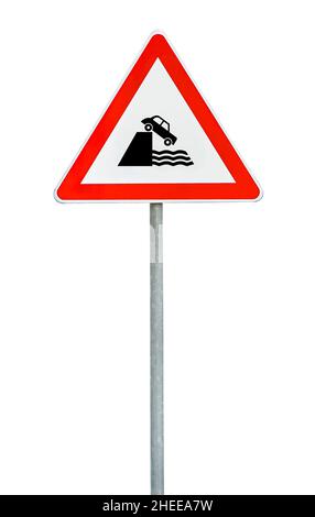 Triangle on rod road sign swing bridge Stock Photo - Alamy