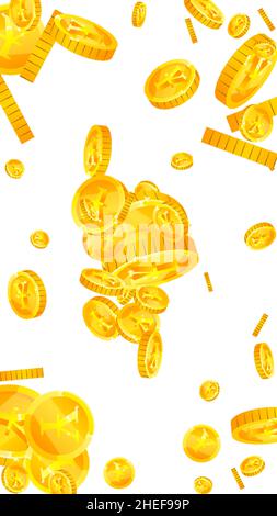 Chinese yuan coins falling. Bewitching scattered CNY coins. China money ...
