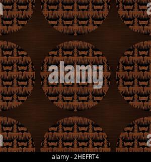 Brown wood effect decorative inlay texture. Seamless engraved oriental ...