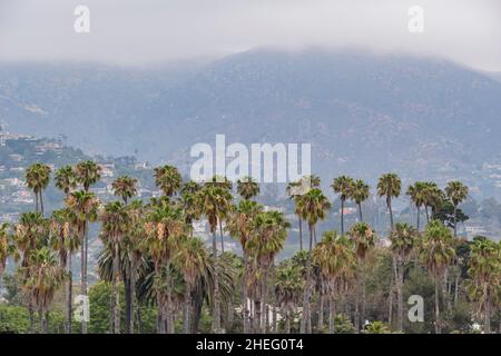 Overcast view of the landscape around Santa Barbara beach at California ...