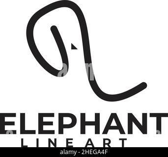 Outline lineart elephant vector logo design Stock Vector Image & Art ...