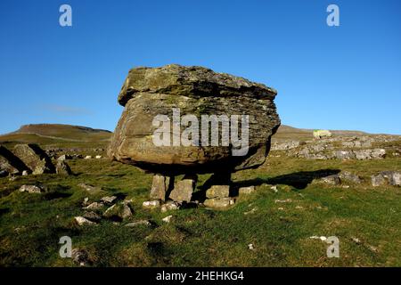 Norber Boulder 'Erratics' Perched on Pedestals of Eroded Limestone near ...