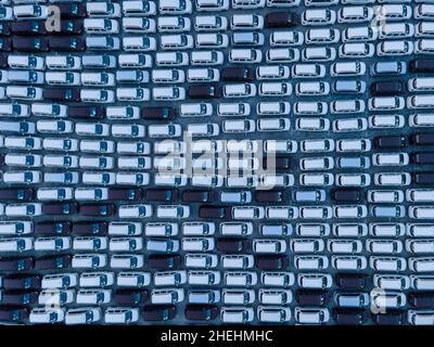 LIUZHOU, CHINA - JANUARY 4, 2022 - Aerial view of tens of thousands of ...