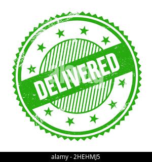DELIVERED text on green grungy round vintage stamp Stock Photo - Alamy