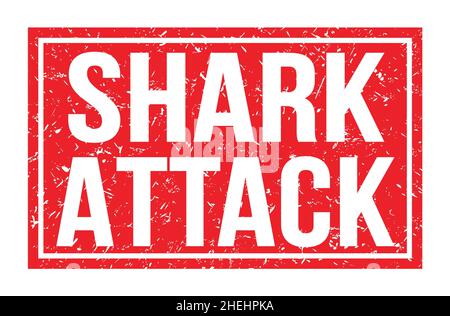 SHARK ATTACK, words written on green rectangle stamp sign Stock Photo ...