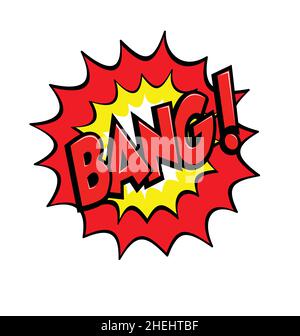 classic simple cartoon comic pow text explosion bang blast element ...