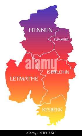 Modern City Map - Iserlohn city of Germany with districts grey DE Stock ...