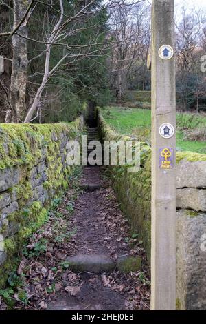 Signpost at Hardcastle Crags, Hebden Bridge , Calderdale , West ...