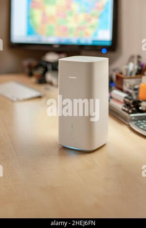 HUAWEI 5G Router and wi-fi enabled hub in a domestic setting Stock ...