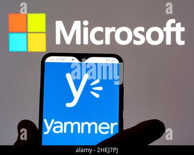 In this photo illustration Microsoft Yammer logo seen displayed on a ...