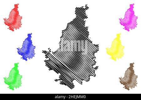 Vadodara district (Gujarat State, Republic of India) map vector ...