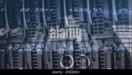 Image of data processing and diagrams over server room Stock Photo - Alamy