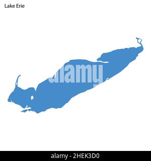 Blue outline map of Erie Lake, Isolated vector siilhouette on white ...