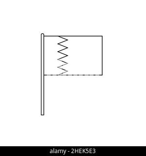 Bahrain flag - thin black vector outline wireframe isolated on white ...