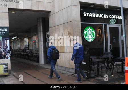 Copenhagen/Denmark./11 Januaryr 2022/ Seattle chain starbucks coffee ...
