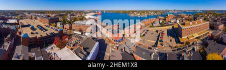 Portsmouth historic downtown aerial view at Market Square with historic ...