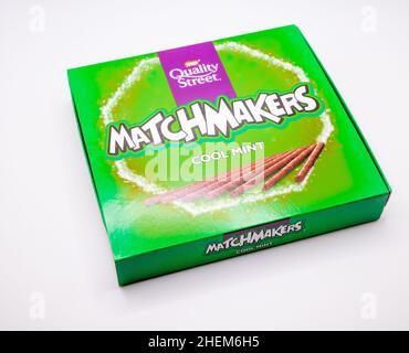 Matchmakers cool mint chocolates on a white background, Matchmakers are ...