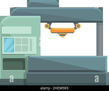 Modern cnc machine icon cartoon vector. Factory equipment. Lathe tool ...