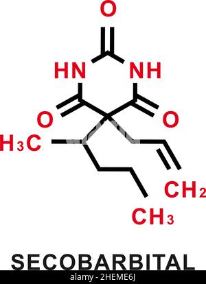 Secobarbital barbiturate sedative, chemical structure. Skeletal formula ...