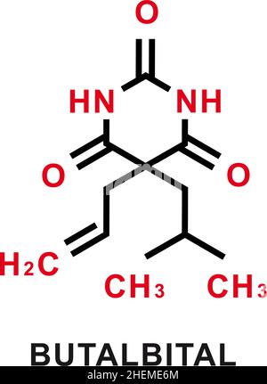 Butalbital molecular structure. Butalbital skeletal chemical formula ...