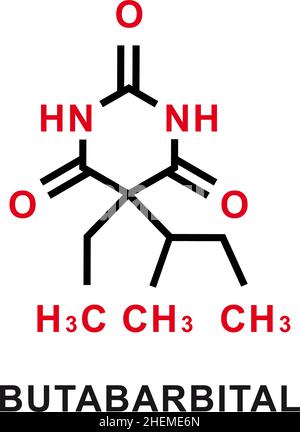 Butabarbital molecular structure. Butabarbital skeletal chemical ...