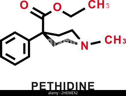 Pethidine molecular structure. Pethidine skeletal chemical formula ...