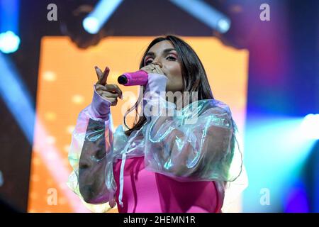 Elettra Lamborghini singing during Elettra Lamborghini - Tour 2021 (Archives), Italian singer ...