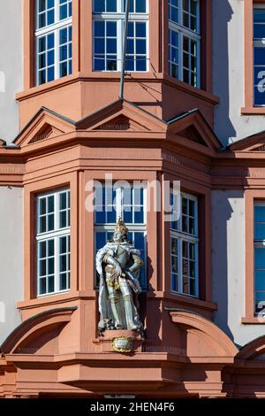 facade of Gutenberg museum in Mainz with statue of roman emperor ...
