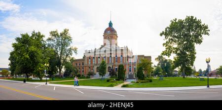 Indiana Elkhart County,Goshen,Courthouse,Neptune statue,trident,couple ...
