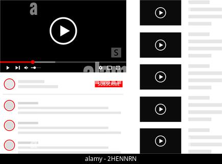 Desktop video player mockup template. Video player interface design for ...