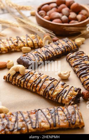 Homemade nut bars with delicious cashew topping, rich flavor and brown ...
