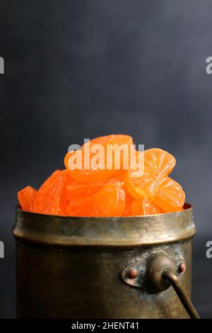 Orange sugar candy. Indian Vintage style boiled sugar confectionery ...