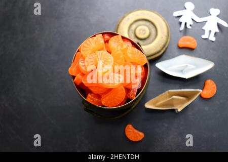 Orange sugar candy. Indian Vintage style boiled sugar confectionery ...