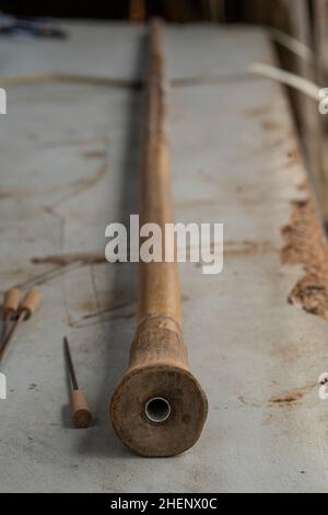 Rear end of a blowpipe, or locally known as sumpit, a hunting ...