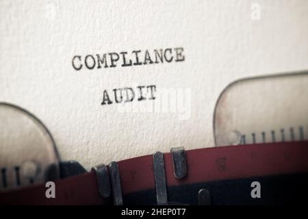 Compliance audit text written with a typewriter Stock Photo - Alamy