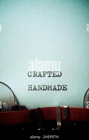Crafted handmade text written with a typewriter Stock Photo - Alamy