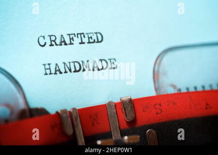 Crafted handmade text written with a typewriter Stock Photo - Alamy