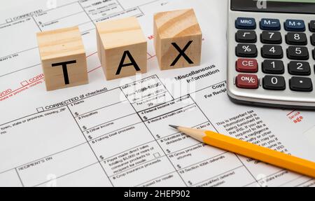 Tax Form 1099-misc on a white background Stock Photo - Alamy