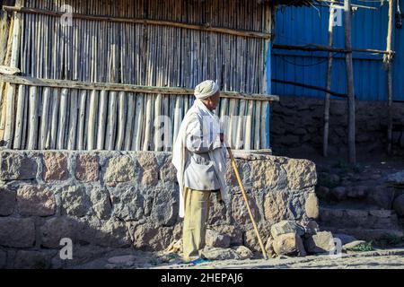Old Ethiopian Poor Man going to the Church for pray Stock Photo - Alamy