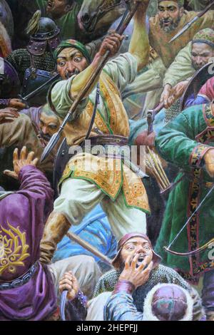 A detail in a painting depicting Timur reciving guests. At the Amir ...