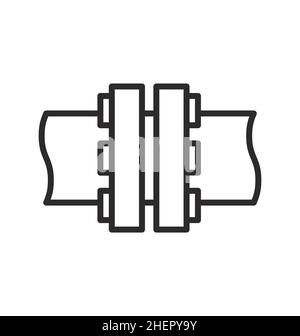 industrial flange connection technical symbol icon line tech drawing ...